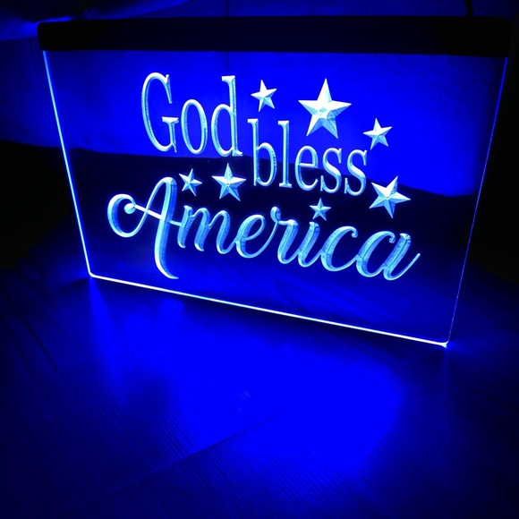 Other | God Bless America Led Neon Blue Light Sign 8x12 | Poshmark